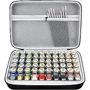 Model Paint Storage Case Compatible with Testors Paint Set, Paints Organizer Carrying Bag Holds 60 Bottles with 9 Fine Detail Miniatures Paint Brushes, Enamel Paint Container- Paint Not Included (Black)