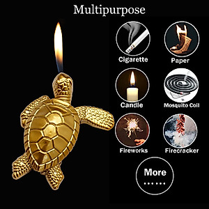 Torch Lighter, Creative Desktop Golden Turtle Butane Lighter, Cool Portable Gas Lighter, Adjustable Soft Flame Lighter, Refillable Butane Lighter for Outdoor Indoor Men Boyfriends Gift(Turtle)