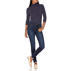 Amazon Essentials Women's Long-Sleeve Turtleneck (Available in Plus Size), Camel Navy Dots, Medium