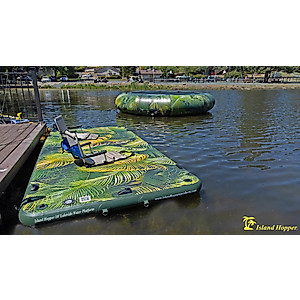 Island Hopper Lakeside Tropical Graphics Series 10ft x 6ft inflatable water platform floating dock & bouncer slide (Platform Only)