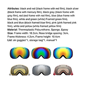 Meideli Adults Ski Goggles Snowboard Snow Goggles Double Layer Anti-Fog Winter Sports Glasses for Outdoor White Yellow