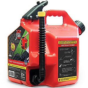 SureCan 2 Gallon Self Venting Gasoline Fuel Can Container with 180 Degree Rotating Nozzle, Thumb Trigger Flow Control, & Child Safe Fill Cap, Red
