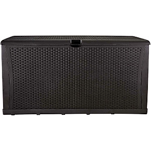 SUNVIVI OUTDOOR Outdoor Storage Box, Large Deck Box, Patio Storage Container Box, Resin Outdoor Box for Patio 120 Gallon (Brown)
