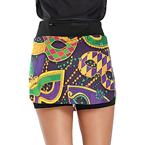 xigua Mardi Gras Women's Active Athletic Skirts with Pockets Skort Lightweight Tennis Skirt Golf Skorts