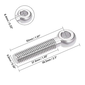 uxcell M10 x 50mm 304 Stainless Steel Machine Shoulder Lift Eye Bolt Rigging 20pcs