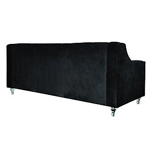 Iconic Home Black Dylan Velvet with Silver Nail head Trim Round Acrylic Feet Sofa