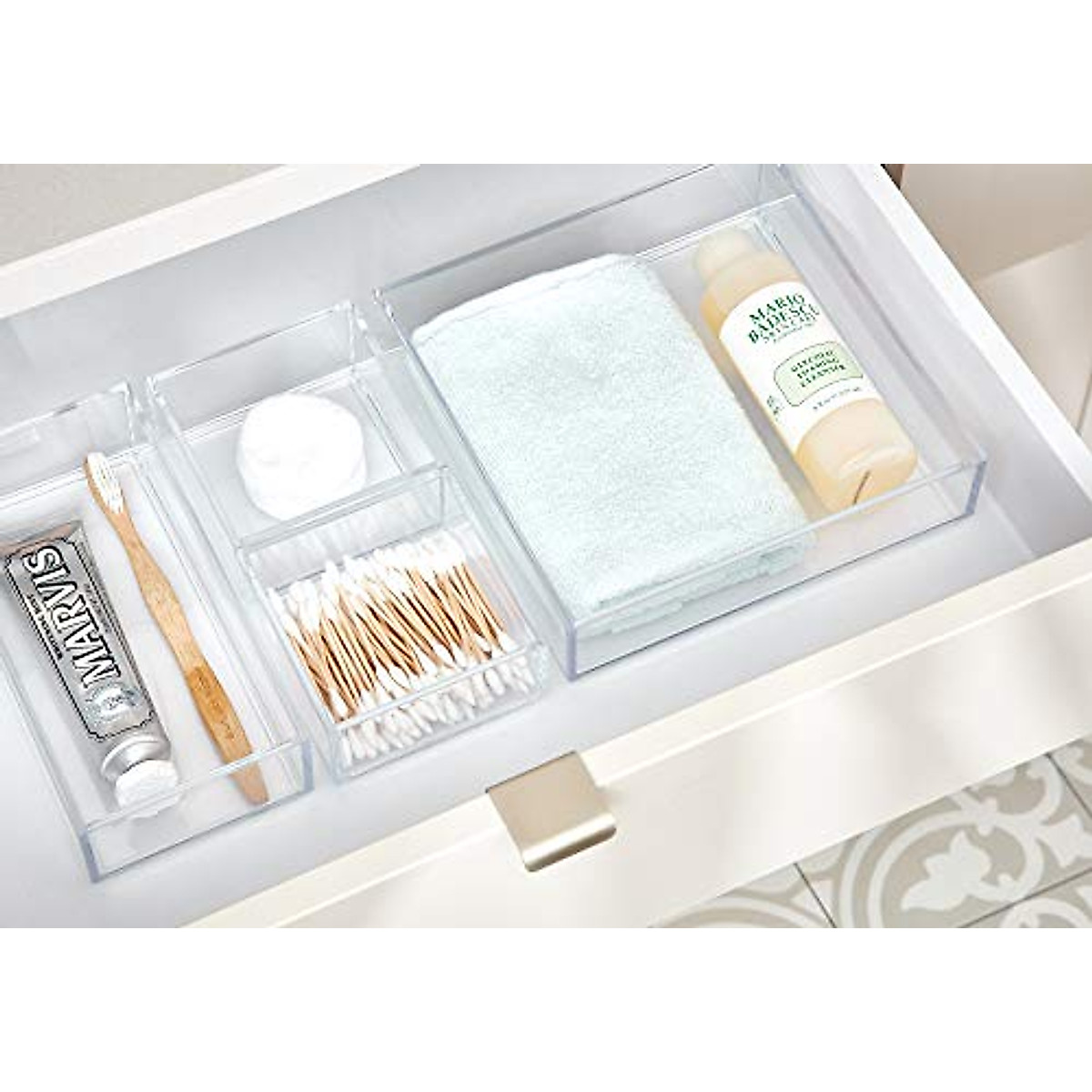 iDesign Clarity Plastic Drawer Organizer for Vanity, Countertop, Bathroom, Kitchen and Cabinet Storage, 8" x 4" x 2", Clear