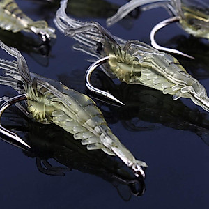 Yosoo Health Gear Fishing Lures, 10Pcs Shrimp Simulation Soft Prawn Lure Bait Hook Tackle Bass Fishing Lures