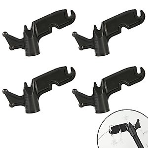 PEUTIER 4pcs Plastic Utility Hook, 3/4 inch Screw on Pole Hook Attachment Multi Purpose Extension Pole Hook for Threaded Poles Hanging Christmas Light Strings Bird Feeders Rope (Black)