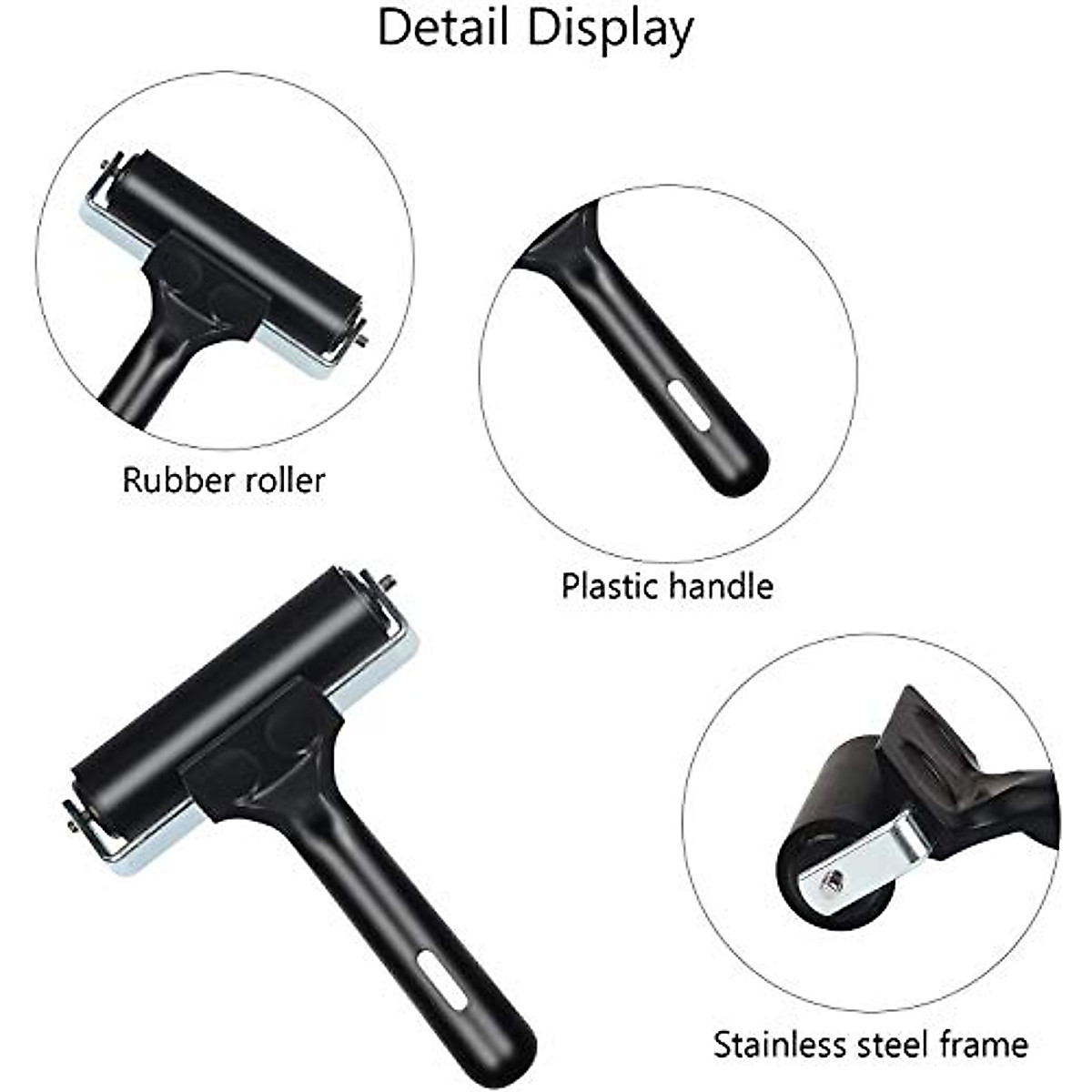 sansheng 2 PCS Rubber Roller Brayer - 2.2 and 4 Inch Brayer Roller - Used for Printmaking