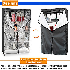 Dalema Waterproof Shelf Cover,600D Heavy Duty Dustproof Storage Wire Rack Covers,Outdoor Shelving Covers for Wire Shelves with Zipper 24''x14''x72'',Clear Front.