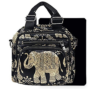 WONSHREE Crossbody Bag for Women, Nylon Shoulder Bags Multi-Pocket Purse and Handbag Small Boho Elephant Daypack Backpack Lightweight Travel Messenger Bag