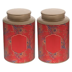 ABOOFAN 2pcs Tea Storage Tin Tea Canister Tinplate Tea Storage Holder Airtight Tea Tin Coffee Bean Canister