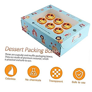 OKUMEYR 6pcs 12 Boxes Cake Box Mini Muffins Disposable Cake Stand Mini Cake Containers Cupcake Carrier Box Moon Cake Box Clear Dome Box Food Grade Cardboard Cupcake Packing Boxes Cake Roll