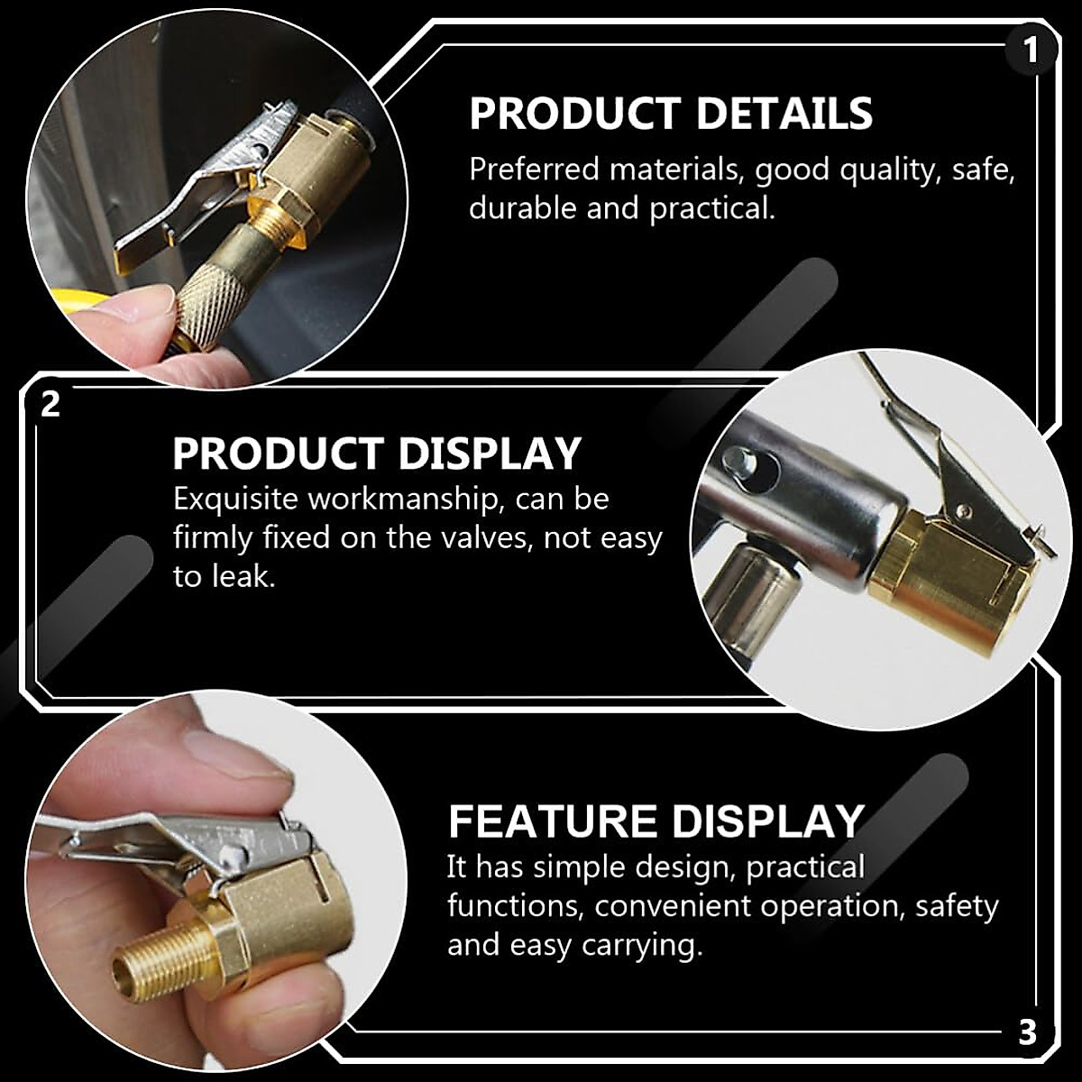 Locking Air Chuck, 6pcs Car Inflatable Chuck Car Compressor Air Pump for Inflatables Tire Inflator Air Pump Thread Nozzle Tire Connector Tire Air Chuck Open End Car Accesories