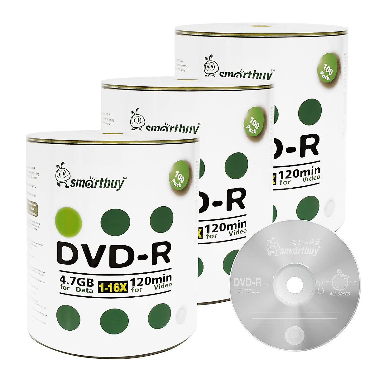 Smartbuy 300-disc 4.7gb/120min 16x DVD-R Logo Top Blank Data Recordable Media Disc