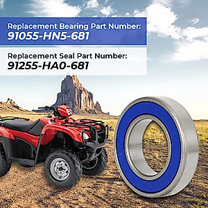 AUTOVIC Rear Axle Wheel Hub Housing Bearing Seal Kit For Honda ATV Foreman 400 450 500 Rubicon 500 Rancher 350 400 420 Replace 91055-HN5-681 & 91255-HA0-681