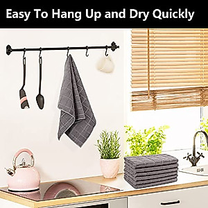 HOMEXCEL Kitchen Towels 6 Pack,Soft and Super Absorbent Hand Towels,Lint Free Waffle Weave Check Plaid Washcloths Bath Towel for Travel Gym Hotel,15 x 25 inch