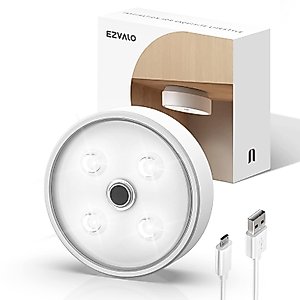 EZVALO Puck Lights with Remote, Rechargeable LED Puck Light Battery Operated, Wireless Puck Lights Group Control, Dimmable Under Cabinet Lighting Remote Control Light (1 Pack Not Included Remote)