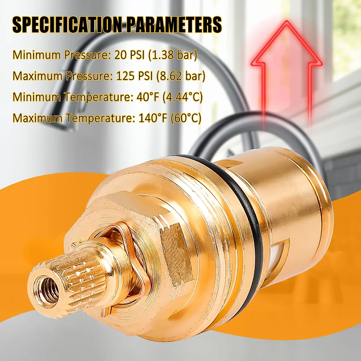 013787-45 Ceramic Cartridge Assembly Replacement, Compatible with T&S Brass Faucets, Hot Water Faucet Parts, Pressure Range 20PSI-125PSI, Temperature 40°F-140°F