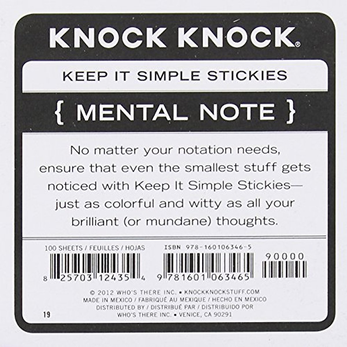 1-Count Knock Knock Mental Note Sticky Notes, To Do List Notepads, 3 x 3-inches each