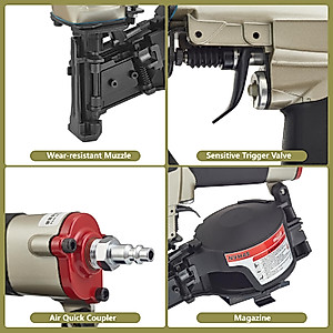 Maxparts NVH45 15 Degree Roofing Coil Nailer for Wooden House Roof Building 7/8-Inch to 1-3/4-Inch Round Head Coil Nails