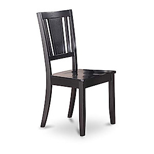 East West Furniture Dublin 3 Piece Kitchen Set for Small Spaces Contains a Round Dining Room Table with Dropleaf and 2 Solid Wood Seat Chairs, 42x42 Inch, Black