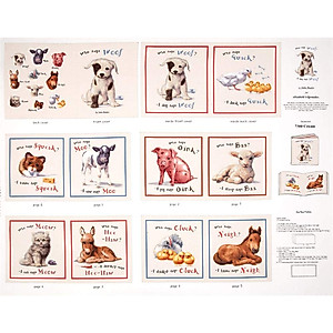 Animal Friends Soft Book Panel Cream, Fabric by the Yard