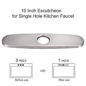COOLWEST Deck Plate 10Inch for Single Hole Kitchen Sink Faucet Commercial Kitchen Faucet Hole Cover Escutcheon Stainless Steel
