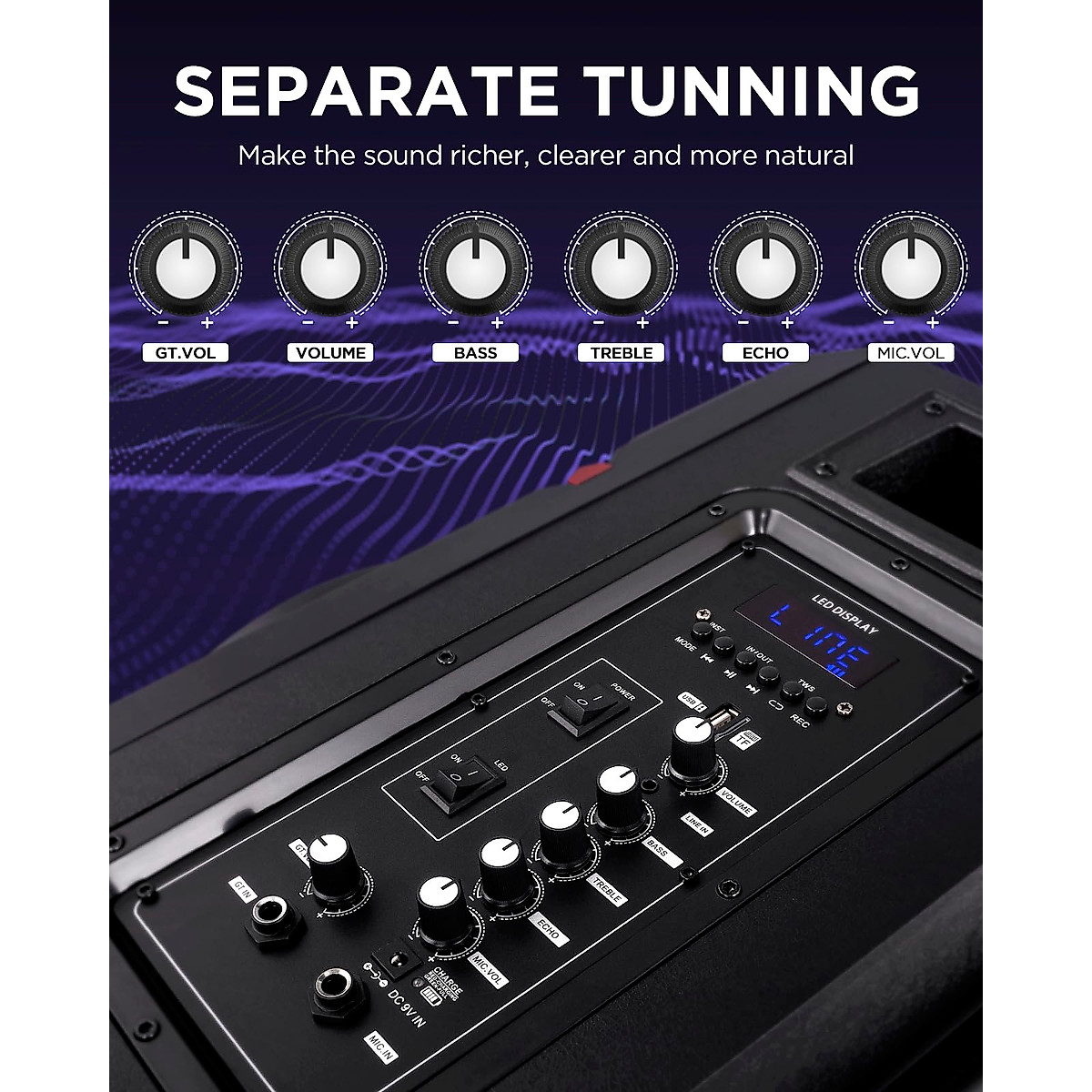 HEARTSEA Karaoke Machine with 2 Wireless Microphones for Kids, Portable Bluetooth Singing Speaker Adults with Disco Ball + Lyrics Display Holder - TF Card/USB/FM Radio for Parties Recording