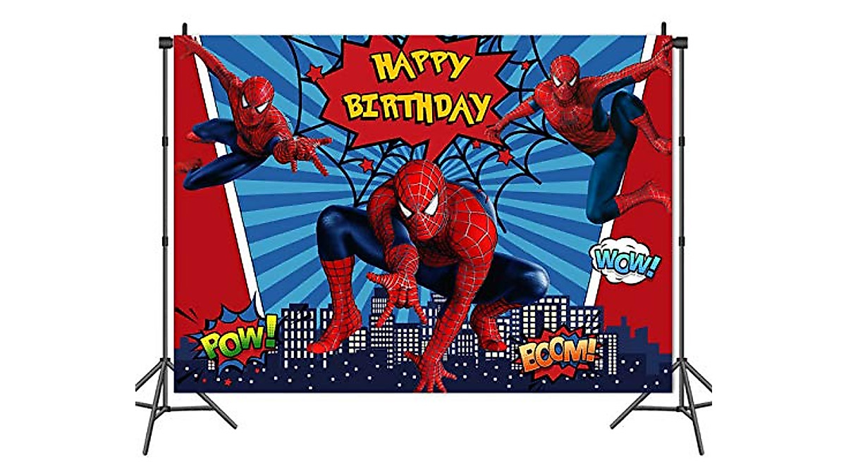 Red Spider Backdrop for Baby Birthday & Photos - 5x3ft Vinyl Cityscape