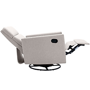 NCKMYB Modern Swivel Glider Recliner Chair, Linen Upholstered Reclining Sofa Chair Rocker Recliner for Living Room Home Office (Tan)