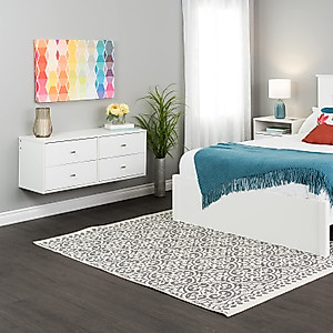 Prepac 4-Drawer Hanging Dresser and Floating Nightstand Set, Wall-Mount Nightstand and Dresser for Bedroom 16" D x 42.25" W x 17.25" H, White, WRBW-1401-2M