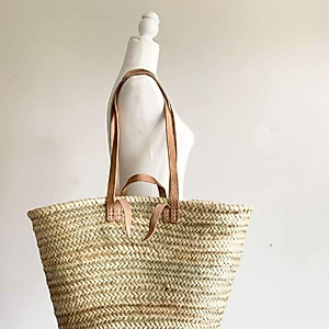 Storekech Straw Bag Handmade with Double Handle French Market Basket, Straw Basket, Grocery Market Bag, Moroccan Straw Bag, Bridesmaid Gift, Beach Straw Bag, Woven Bag, Summer Straw Bag, Beige