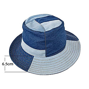 Aodrusa Womens Patch Bucket Sun Hat Denim Cotton Fisherman Caps Blue One Size