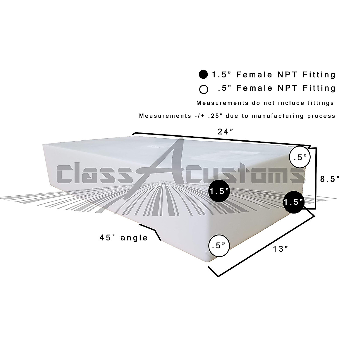 Class A Customs | Under Mount 10 Gallon RV Concession Fresh and Gray Water Holding Tank | UM-1000