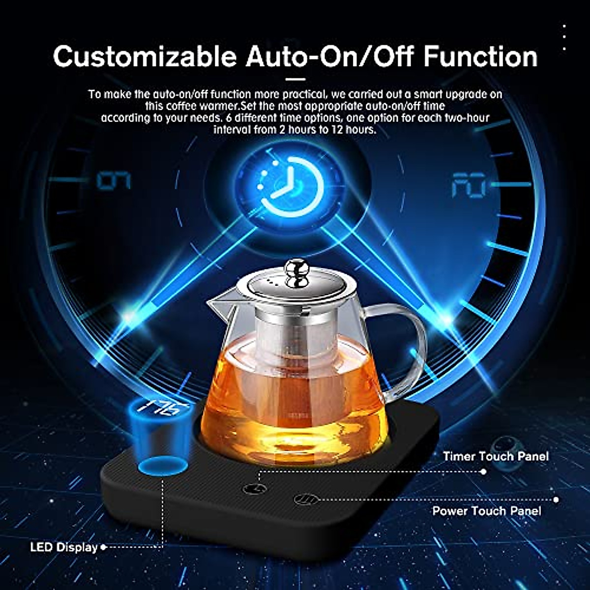 Electric Coffee Cup Warmer for Desk, Smart Coffee Mug Heater Warmer for Home Office, Warming Plate for Tea, Milk & Candle – ENIGMA (Black)