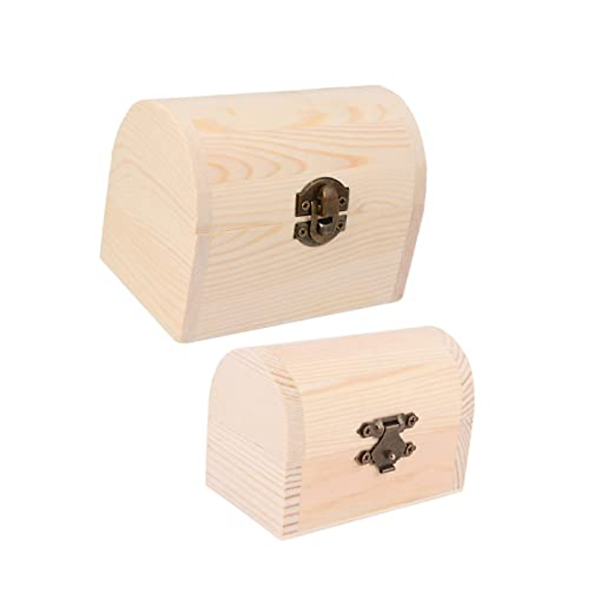 EXCEART 2pcs box with Locking Simple Size Your DIY Jewelry Lid Storage and Paintable Organizer Handcraft Case Center Clasp Make Wood Hinged Trinket Arch Gift Home Wooden for Decoration