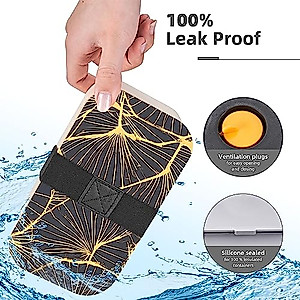 Golden Leaf Adult Lunch Box, Bento Box, With Cutlery Set Of 3, 2 Compartments, Rectangular, Lunch Box For Adults