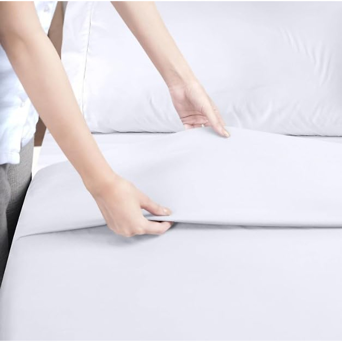 Luxurious Organic white Cotton Sateen flat sheet only- different size sheets, Soft, Durable, and Certified