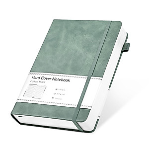 CAGIE Lined Journal Notebook for Women Men 320 Pages 100 Gsm Paper Thick Journaling Notebooks A5 Leather Journals for Writing Hardcover Journal Supplies for Work Note Taking Diary, 5.7x8.3 In, Green