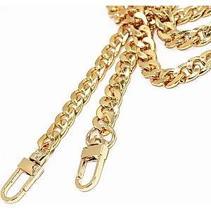 WEICHUAN 47" DIY Iron Flat Chain Strap Handbag Chains Accessories Purse Straps Shoulder Cross Body Replacement Straps, with Metal Buckles (Gold)