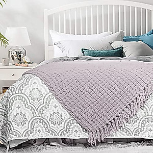 Home Soft Things Space Yarn Knitted Throw Blanket, 50'' x 60'', Lilac, Comfortable Snuggly Warm Gorgeous Throw Blanket Couch Sofa Bed Cover Home Décor