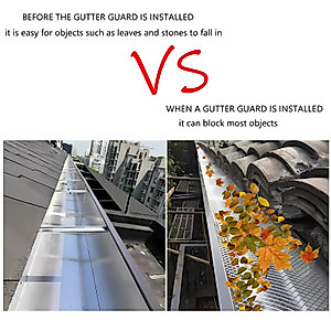Aluminum Gutter Guard Mesh 5 Inch x 20 Feet with Anti-Scratch Gloves, Roof Gutter Filters Durable Leaf Guards for Gutters Strainer Stop Leaf Blockage Drain Pipe Net Cover (Silver, one Rolls)