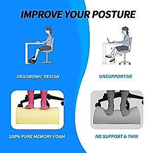 OLYDON Heated Foot Rest for Under Desk - Pure Memory Foam - Leather & Breathable Mesh Cover - Ergonomic Foot Stool for Home & Office