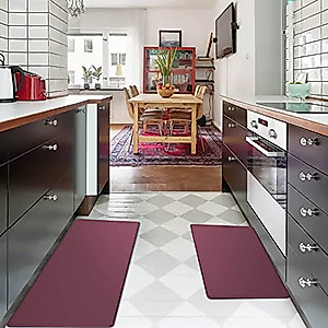 Abilliongo Kitchen Floor Mats Kitchen Rug Set 2 Piece, Soft Cushioned Anti Fatigue Kitchen Mats, 2/5Inch Thick Waterproof Non Slip Memory Foam Standing Rug Set of 17.3" x29+17.3"x47", Red