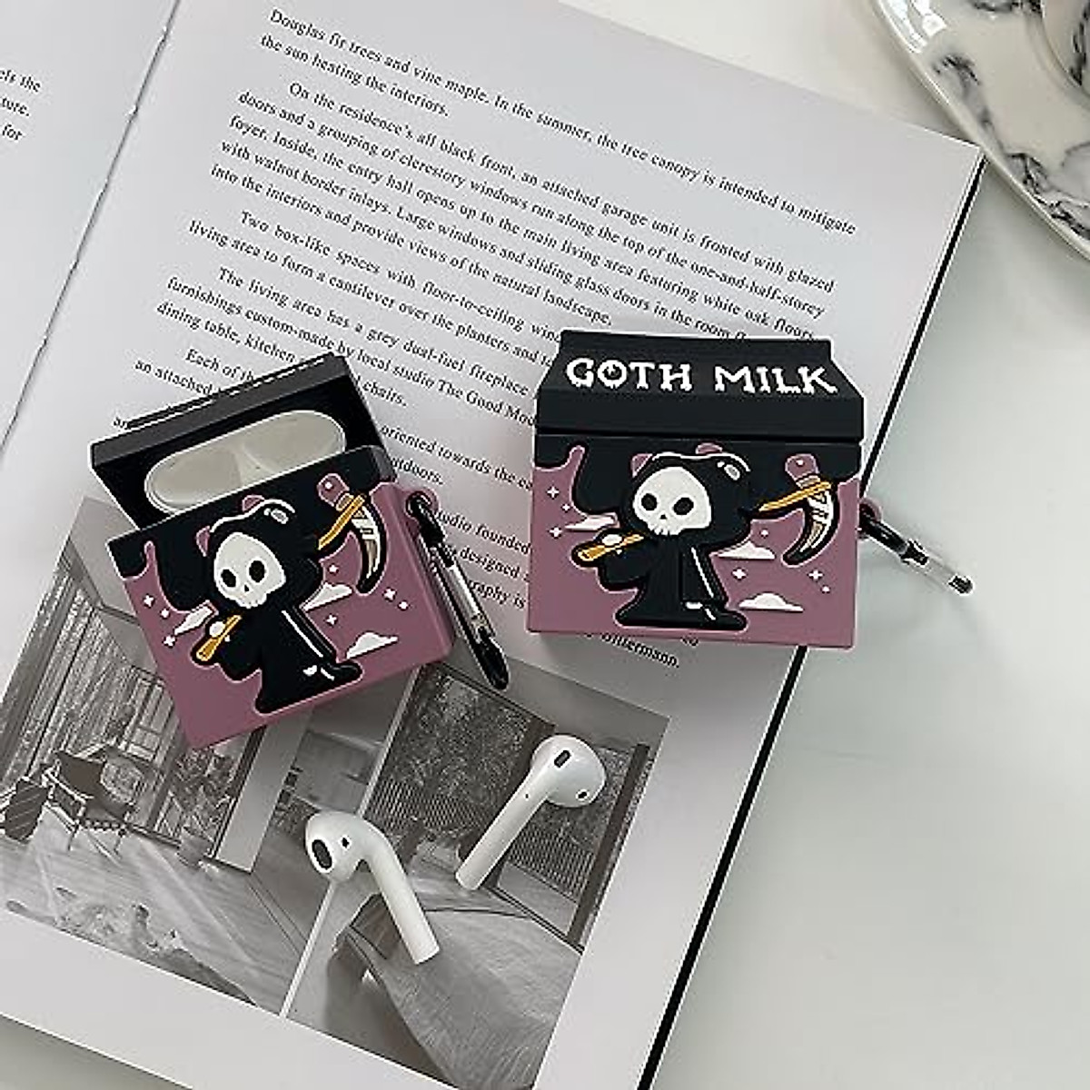 Adorable Case for New Apple AirPods (3rd Generation) Anime Cool Cartoon Cute Kawaii Food Protective Case Anti-Fall Headphone Case for AirPods 3 2021 with Carabiner for Men Women Goth Milk