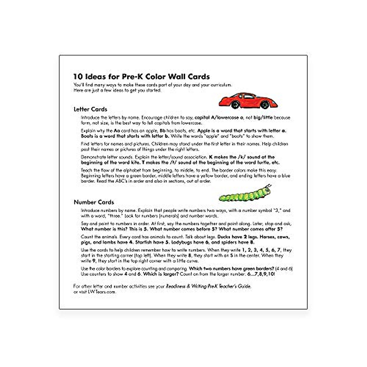 Learning Without Tears Color Wall Cards- Get Set for School- Pre-K and TK, Sensory, Alphabet, Letters and Illustrations, Classroom Display and Student Reference- for School and Home Use