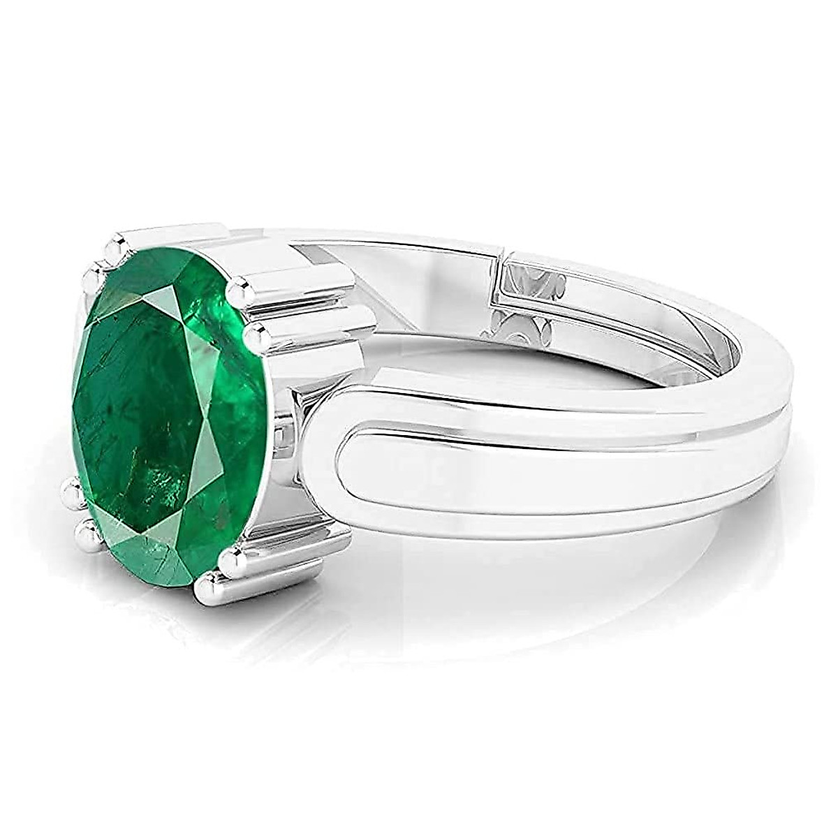 LMDPRAJAPATIS Natural Certified Genuine Unheated Untreated Original Green Emerald 4.25 Carat Panchdattu Ring Silver Plated Ring for Men & Women's