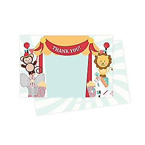 Desert Cactus Circus Carnival Thank You Cards (25 Count) With Envelopes Bulk Birthday Party Bridal Blank Graduation Kids Children Boy Girl Baby Shower (25ct)
